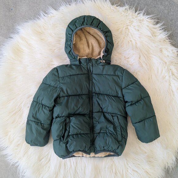 Jackets & Coats | Dark Forest Green Kids Puffer Jacket With Removable ...